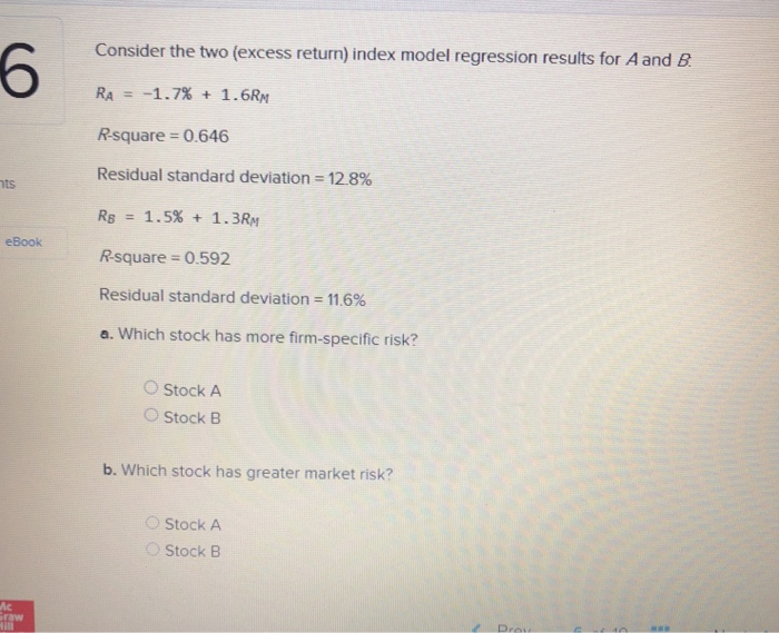 Solved Consider the two (excess return) index model | Chegg.com