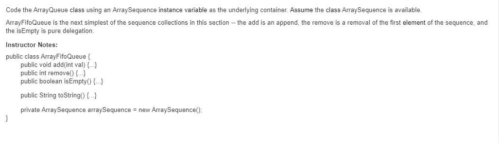 Solved Code The Arrayqueue Class Using An Array Sequence 