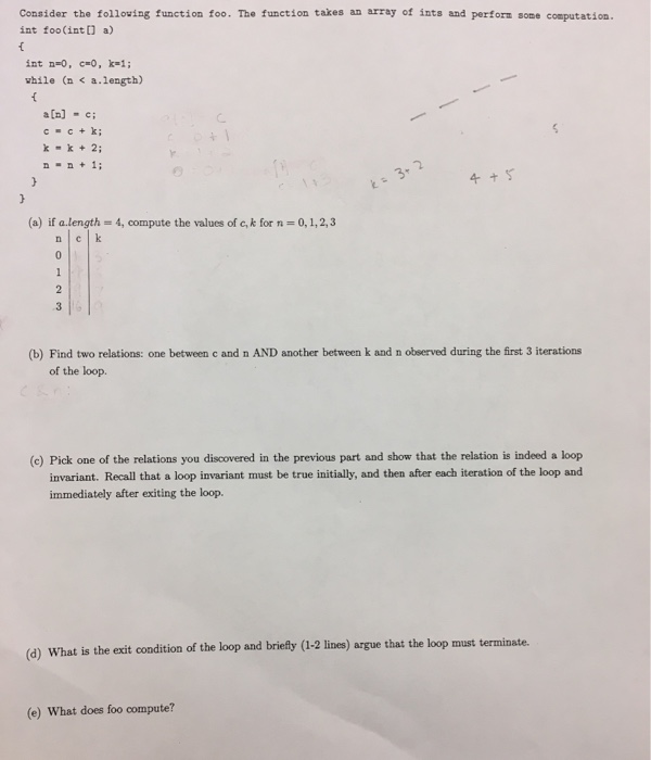 Solved Consider The Following Function Foo The Function 9177