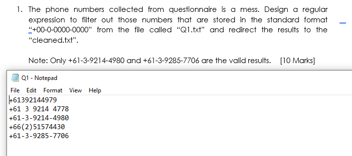 Solved 1. The phone numbers collected from questionnaire is | Chegg.com