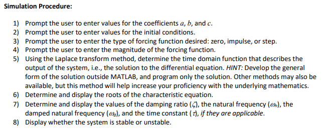 Problem Statement: An arbitrary, linear second order | Chegg.com