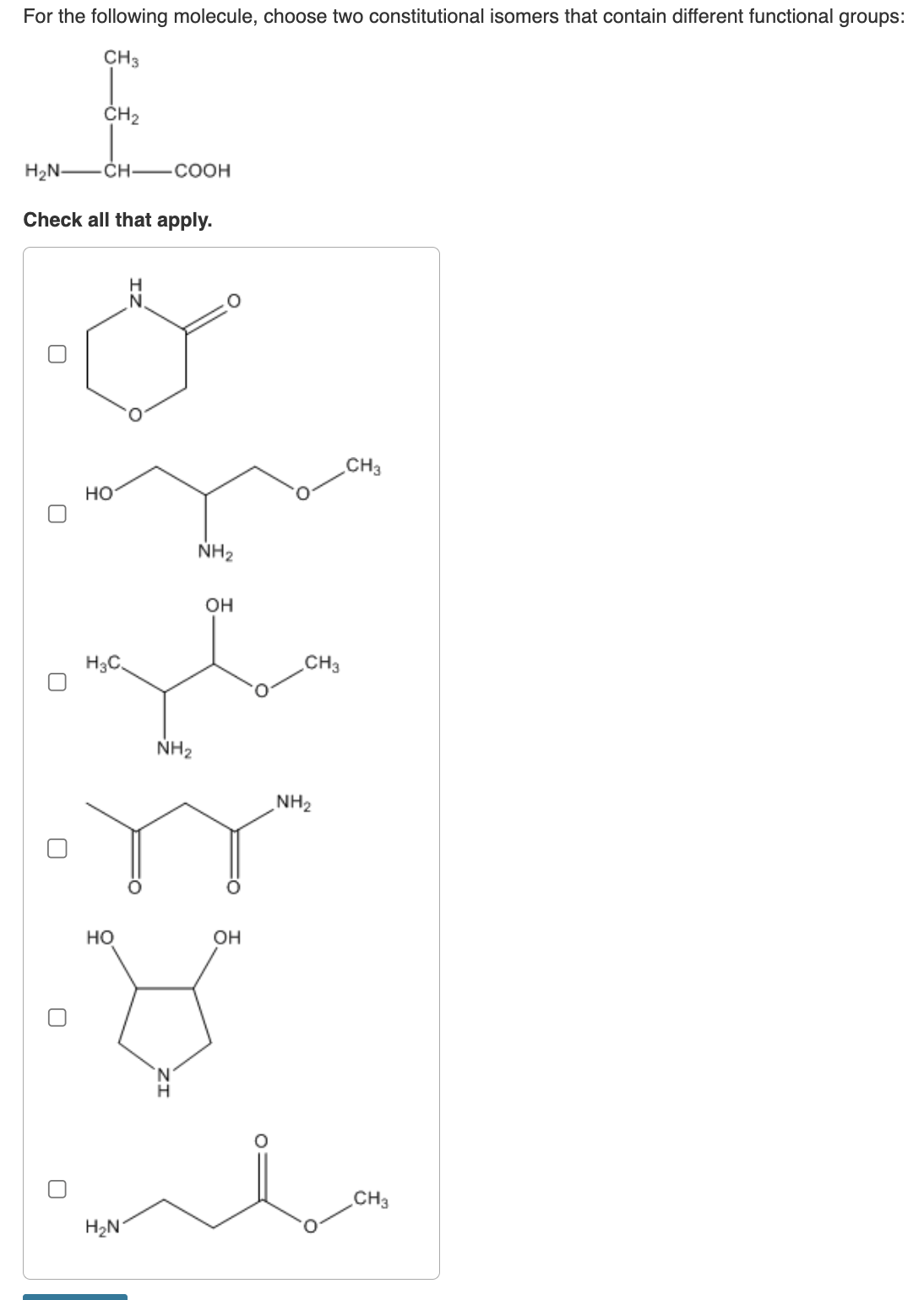Solved For the following molecule, choose two constitutional | Chegg.com