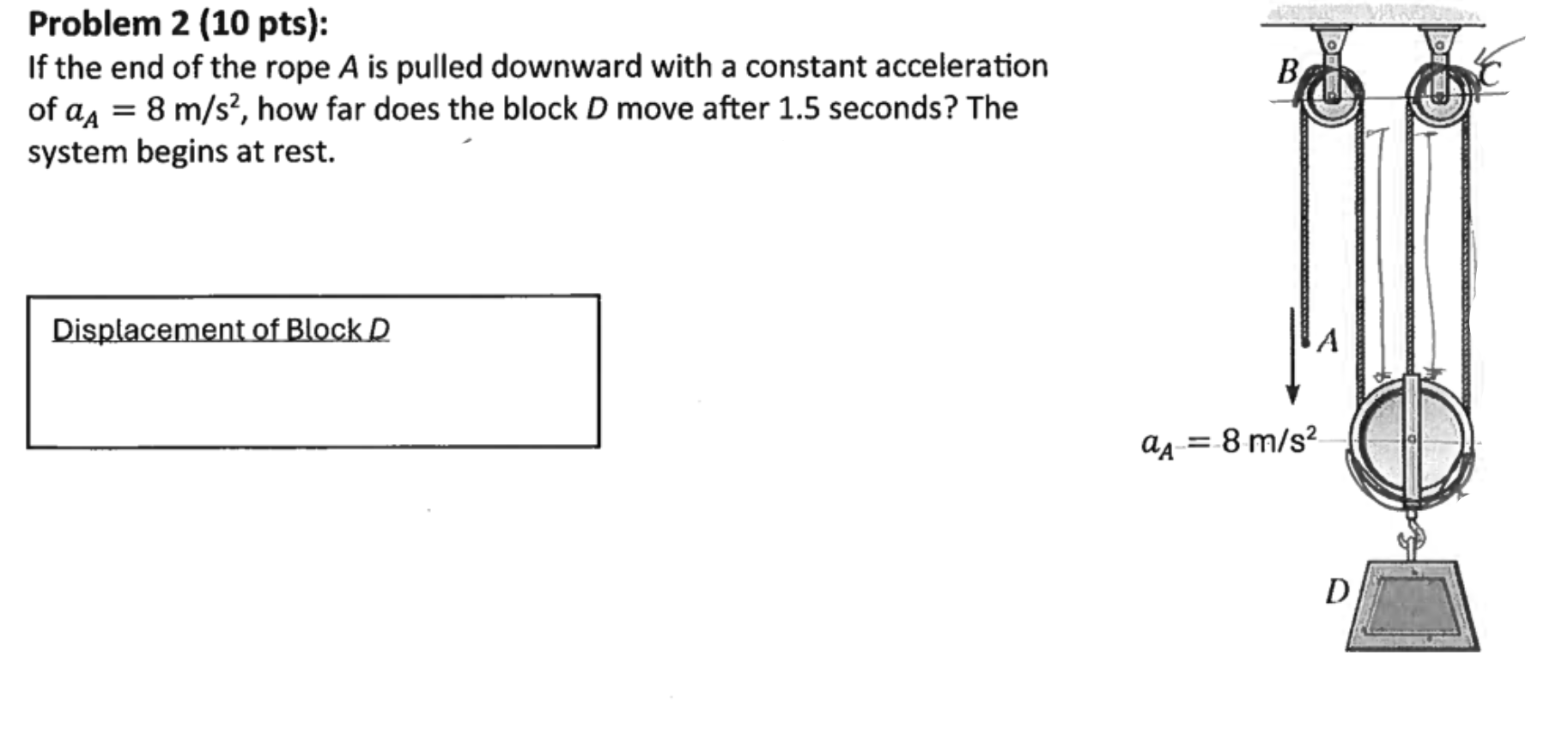 Solved Problem 2 (10 pts):If ﻿the end of ﻿the rope A is | Chegg.com