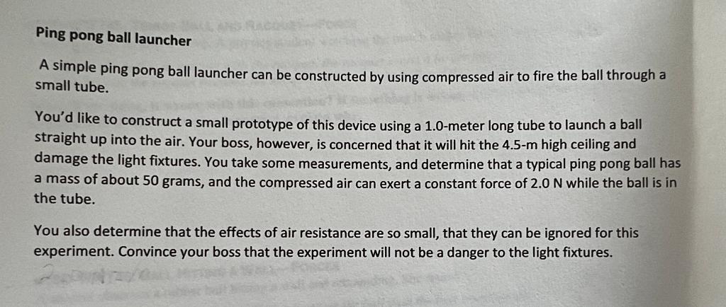 Solved A simple ping pong ball launcher can be constructed | Chegg.com
