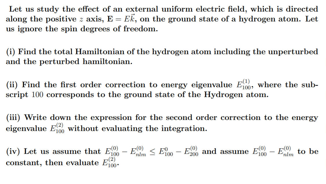 Solved Let us study the effect of an external uniform | Chegg.com