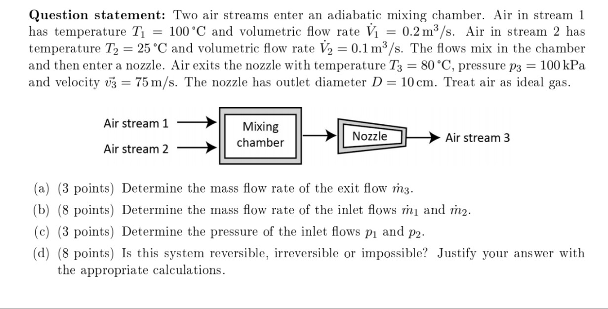Solved Question statement: Two air streams enter an | Chegg.com