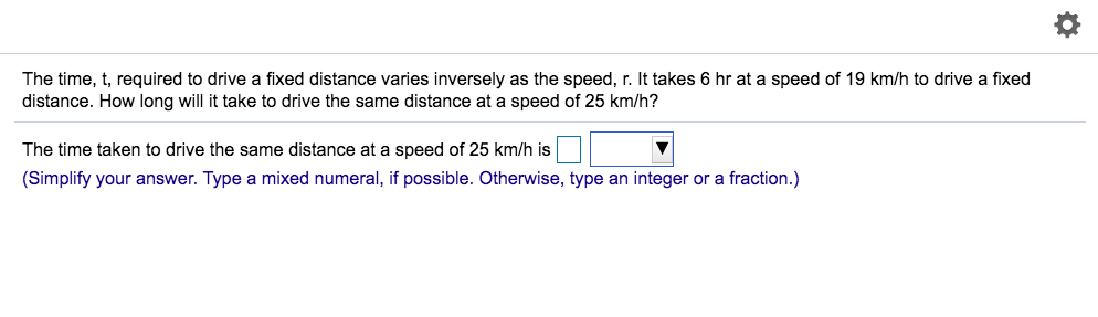 Solved The time, t, required to drive a fixed distance | Chegg.com
