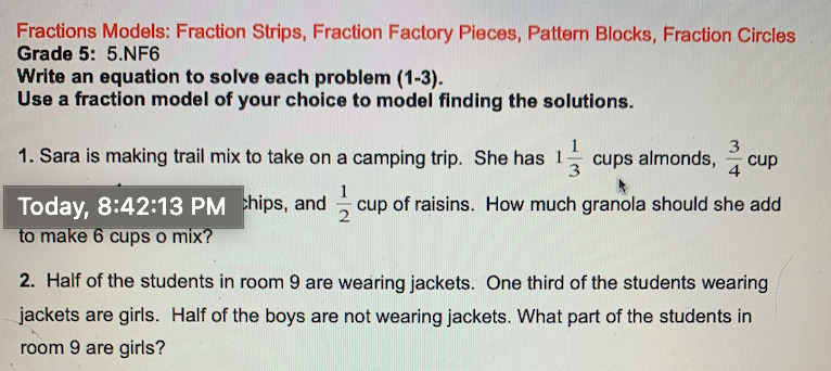Solved Fractions Models: Fraction Strips, Fraction Factory | Chegg.com