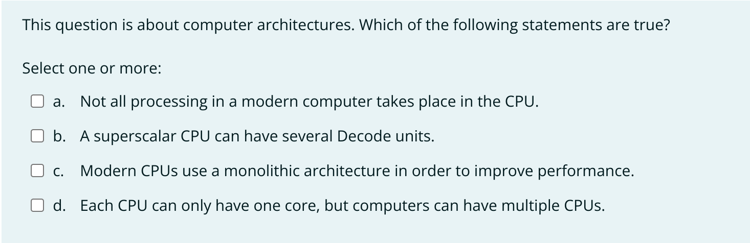 Solved This question is about computer architectures. Which | Chegg.com