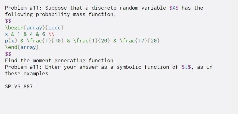 Solved Problem #11: Suppose that a discrete random variable | Chegg.com