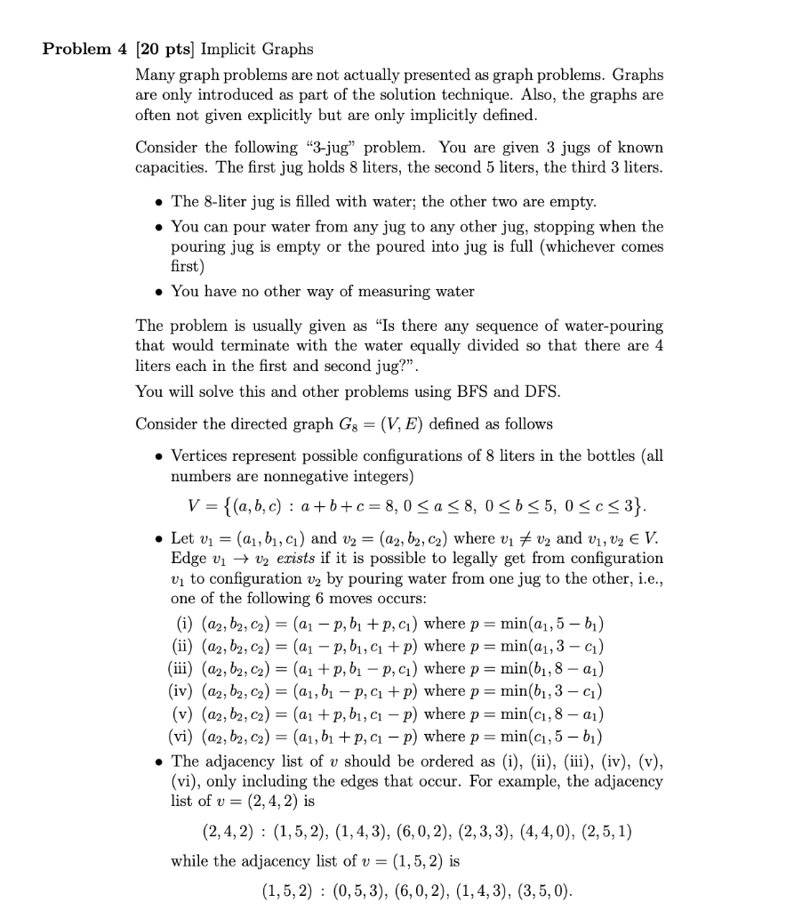Problem 4 (20 pts) Implicit Graphs Many graph | Chegg.com