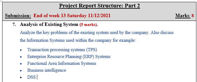 Solved Project Report Structure: Part 2 Submission: End of | Chegg.com