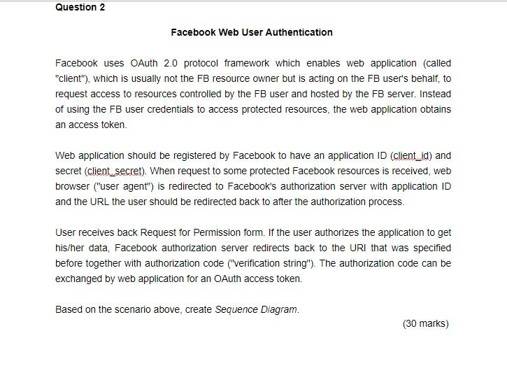 Solved Question 2 Facebook Web User Authentication Facebook | Chegg.com