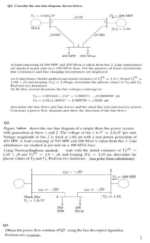 Consider The Oneline Diagram Of A Small System Shown Below S