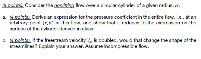 Solved (8 points). Consider the nonlifting flow over a | Chegg.com