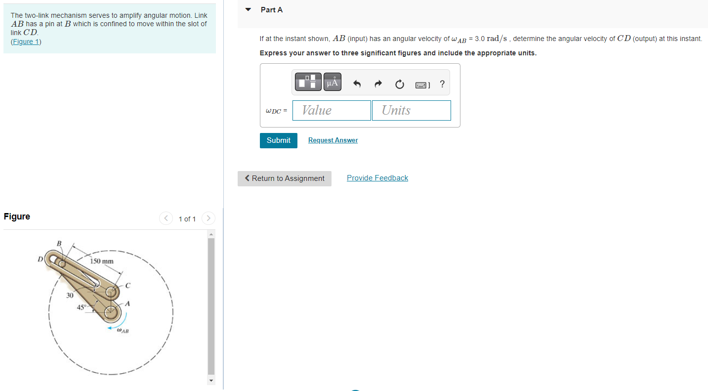 Solved The two-link mechanism serves to amplify angular | Chegg.com