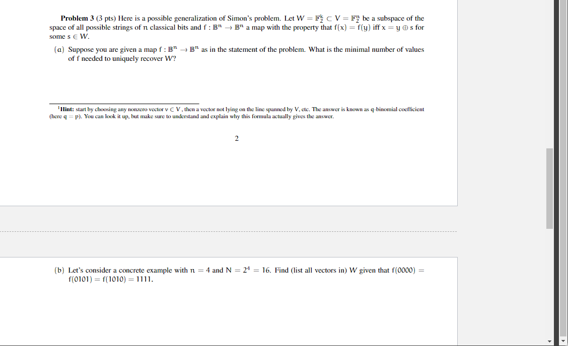 Problem 3 (3 pts) Here is a possible generalization | Chegg.com