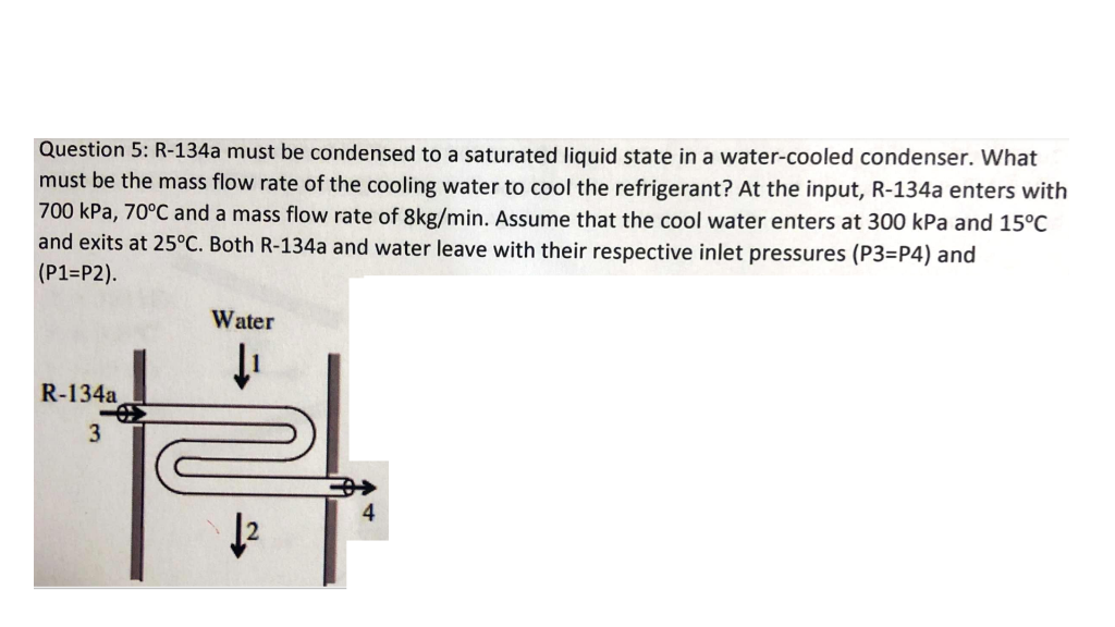 Solved Question 5: R-134a must be condensed to a saturated | Chegg.com