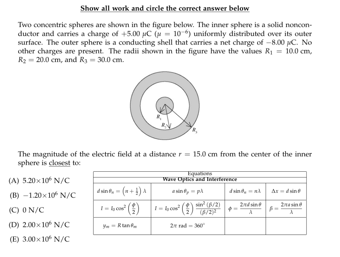 Solved Show all work and circle the correct answer belowTwo | Chegg.com