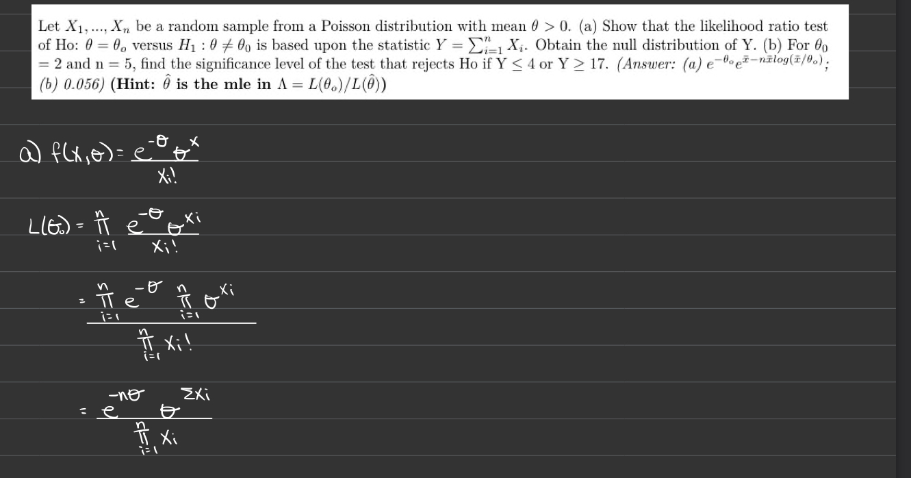 Solved Let X1,…,Xn be a random sample from a Poisson | Chegg.com