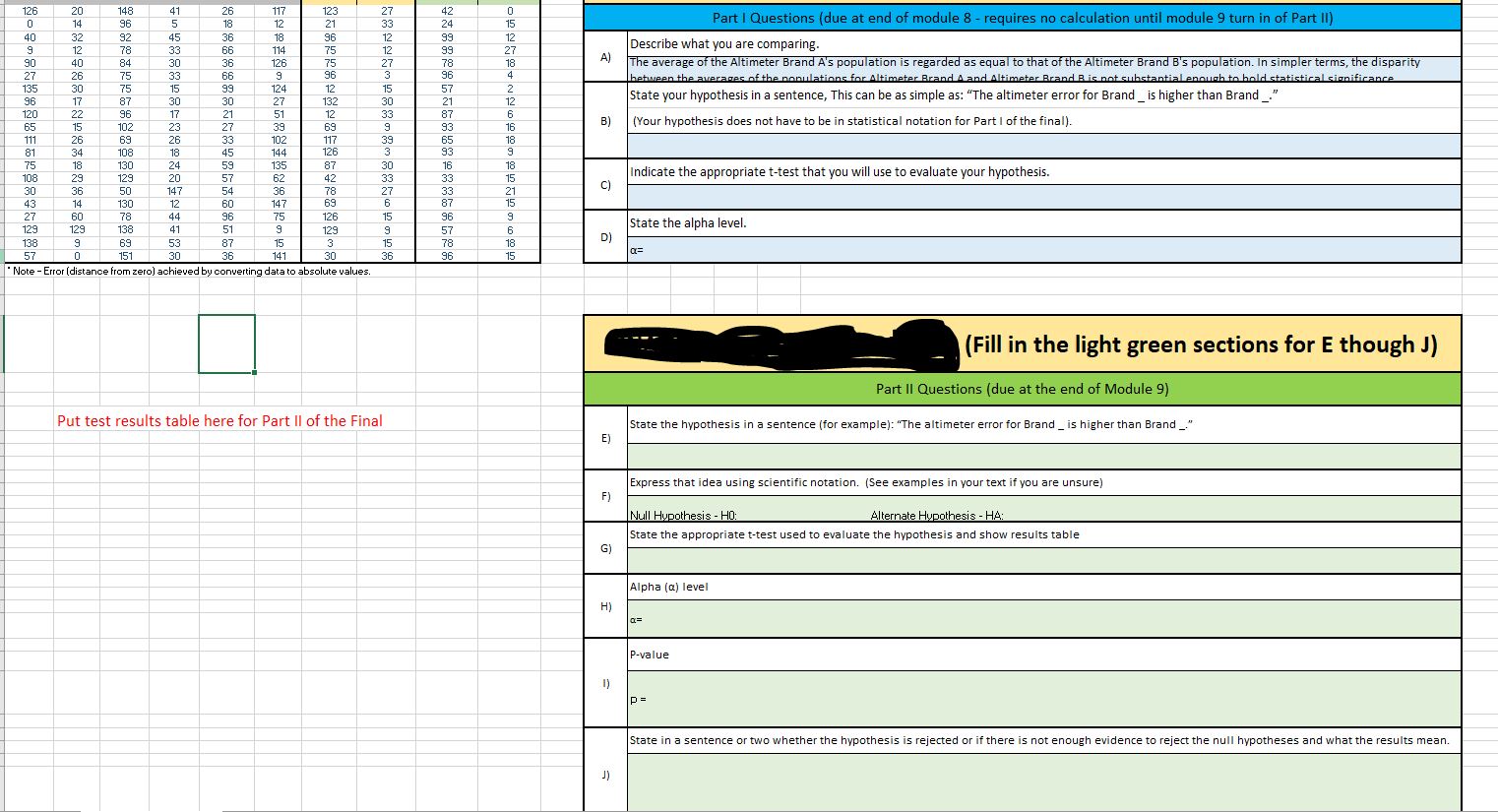 In Part I, you will examine a set of sample data, | Chegg.com