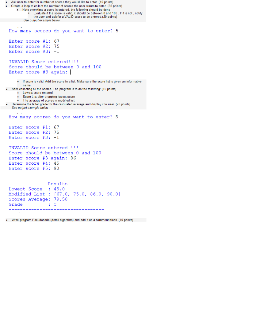 Solved In this excercise you will build on "_Score List". | Chegg.com