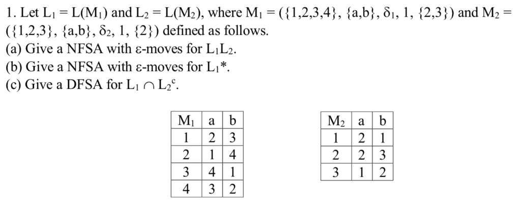 1. Let L1 = L(M1) and L2 = L(M2) where M1 and M2 are | Chegg.com