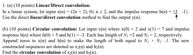 Solved 1. (a) (10 points) Linear/Direct convolution: In a | Chegg.com