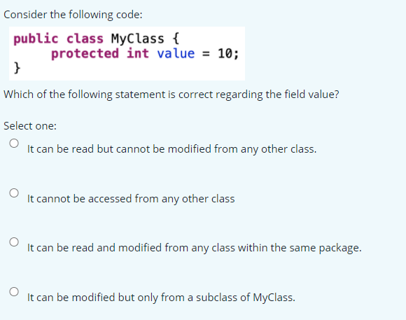 Solved Consider The Following Code Public Class Myclass 5069