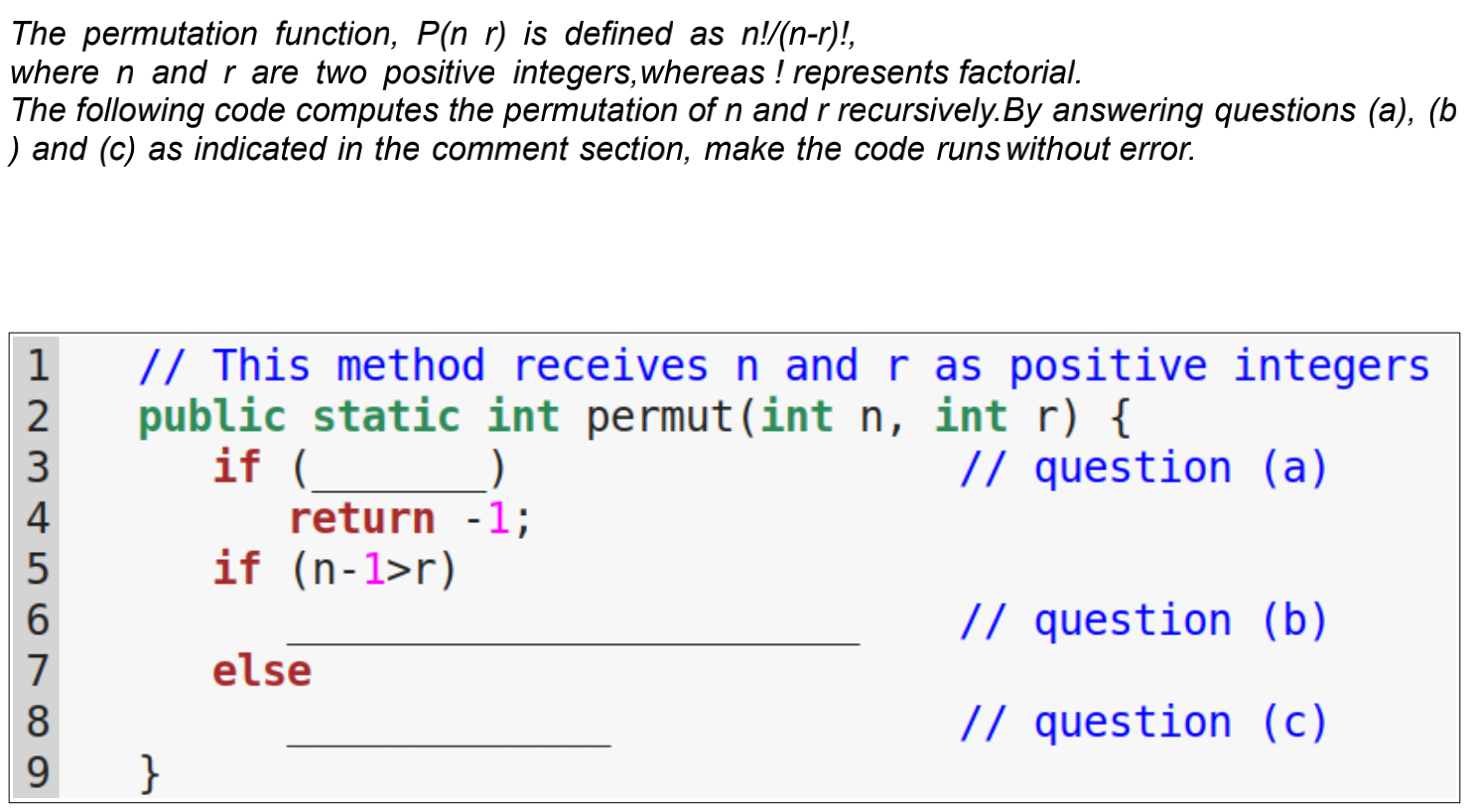 Solved The permutation function, Pan r) is defined as | Chegg.com