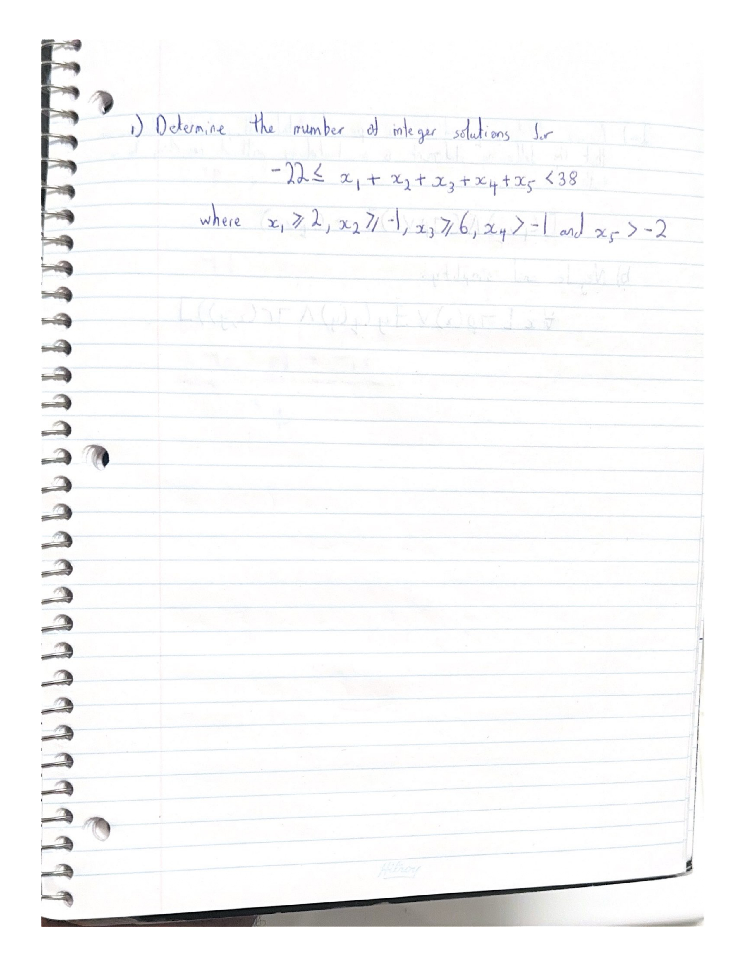 Solved Determine the number of integer solutions | Chegg.com