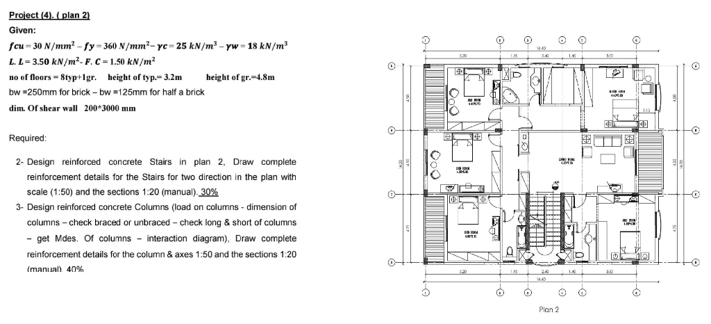 0 0 16 140 Project 4). (plan 2) Given: fcu = 30 N/mm- | Chegg.com