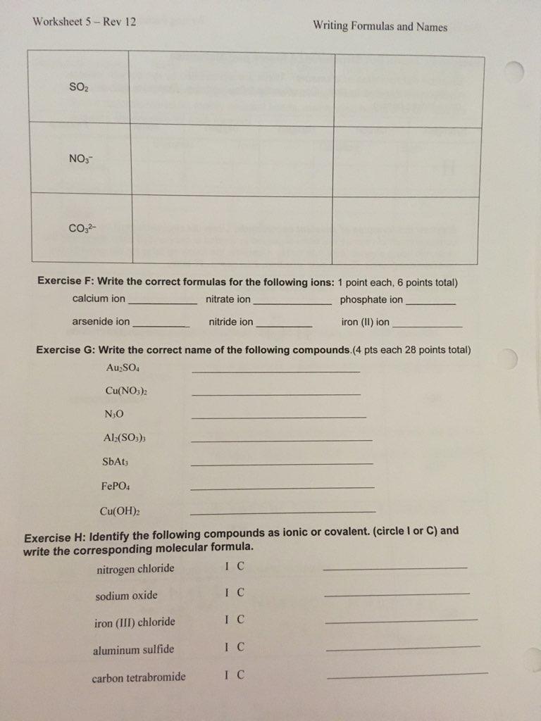 Solved Worksheet 5 - Rev 12 Writing Formulas and Names | Chegg.com