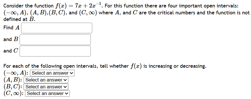 Solved Consider the function f(x)=7x+2x-1. ﻿For this | Chegg.com