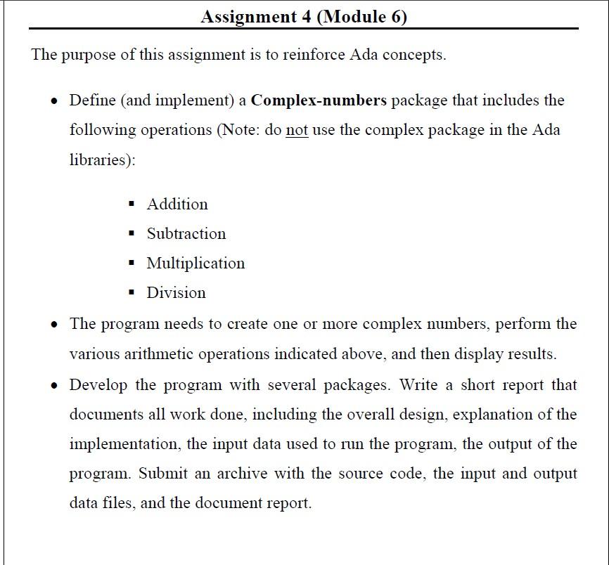 Solved Assignment 4 (Module 6) The purpose of this | Chegg.com
