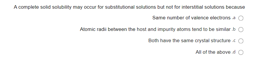 Solved A complete solid solubility may occur for | Chegg.com