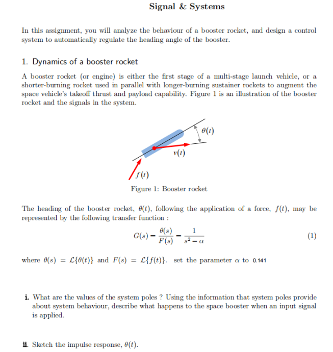 Solved 2. Analysis of the booster rocket control system A | Chegg.com