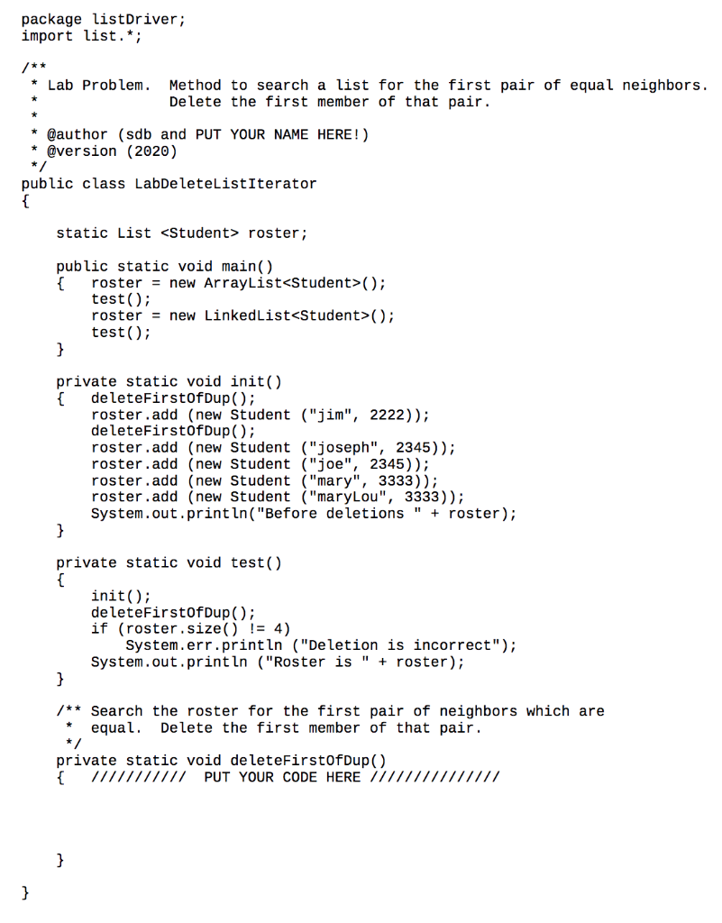 1. Define an equals(Object) method for Lists. Two | Chegg.com