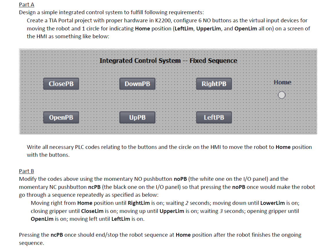 Solved Design a simple integrated control system to fulfill | Chegg.com
