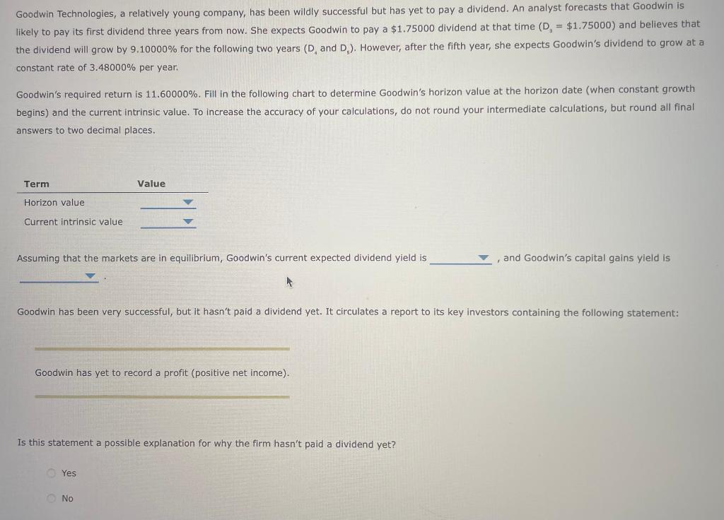 Solved Goodwin Technologies, a relatively young company, has | Chegg.com