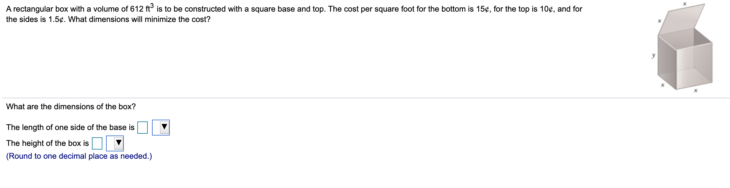 Solved A rectangular box with a volume of 612 ft3 is to be | Chegg.com