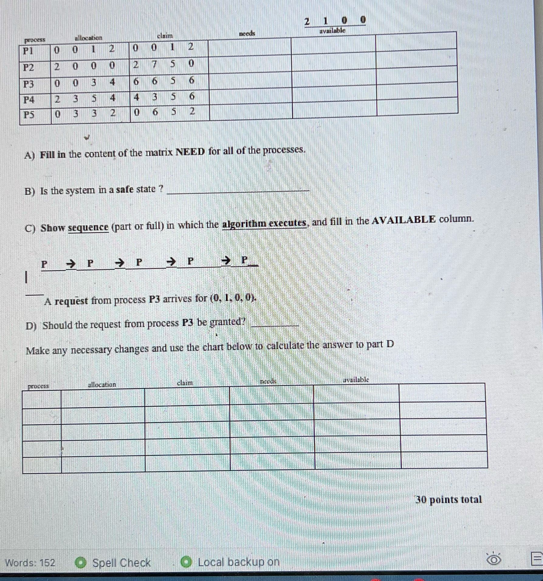 Solved A) Fill in the content of the matrix NEED for all of | Chegg.com