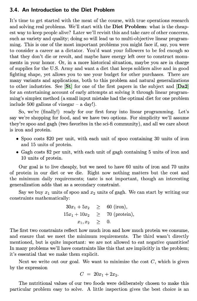 Solved Consider the diet problem a) State the dual problem. | Chegg.com