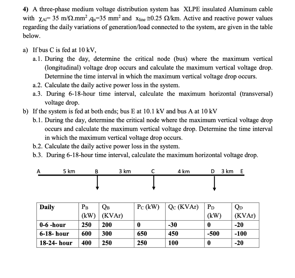 4) A three-phase medium voltage distribution system | Chegg.com
