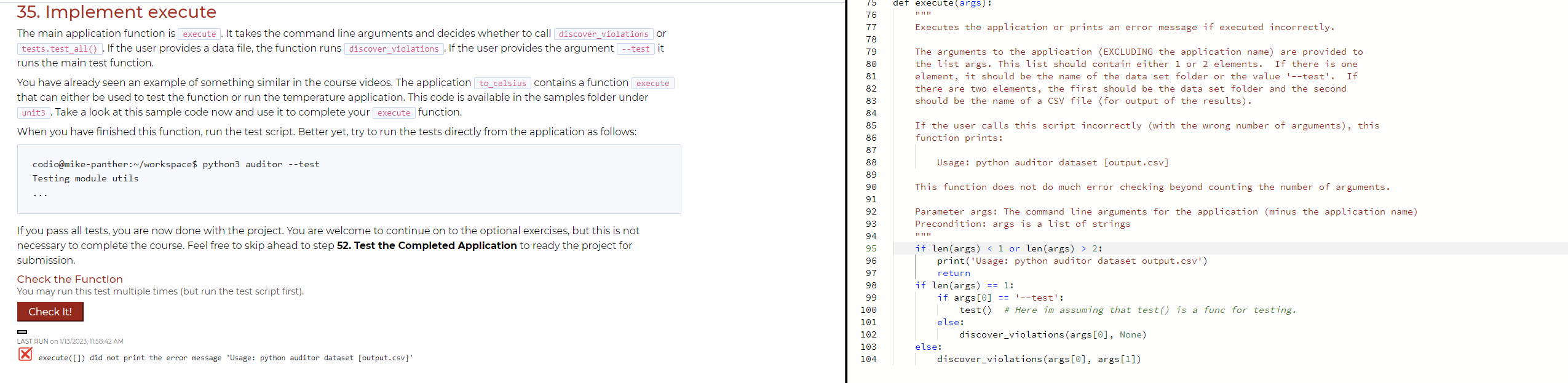 Solved Hello can someone help me implement execute(args) | Chegg.com