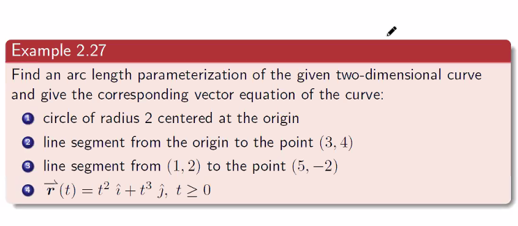 Solved Example 2.27 Find an arc length parameterization of | Chegg.com