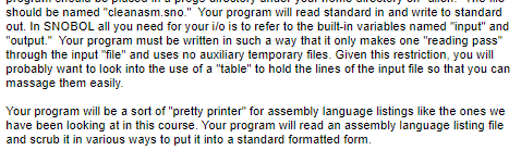 SNOBOL4 Program Looking for help with this senior CS | Chegg.com