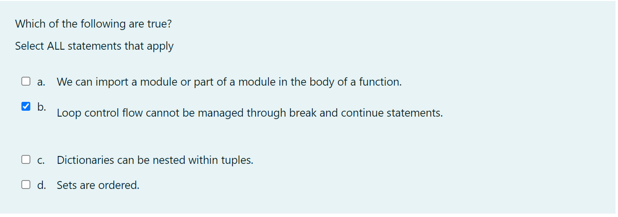 Solved Which of the following are true? Select ALL | Chegg.com