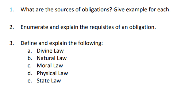 Solved 1. What are the sources of obligations? Give example | Chegg.com