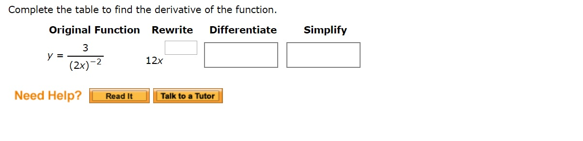 Solved Complete the table to find the derivative of the | Chegg.com